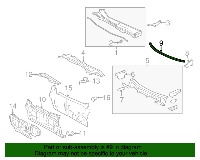2012-2018 Toyota Cowl Seal 55783-06090 | Toyota Parts Center