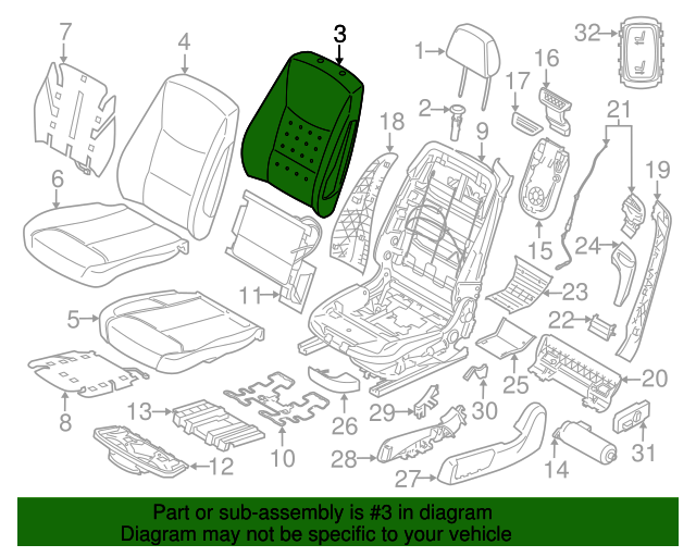 52-10-7-411-547 - Seat Back Pad 2014-2019 BMW | AutoNationParts.com
