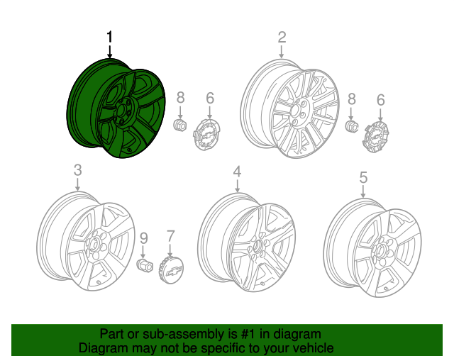 2014-2020 Chevrolet Wheel, Alloy. Chrome finish. 20937762 GM ...