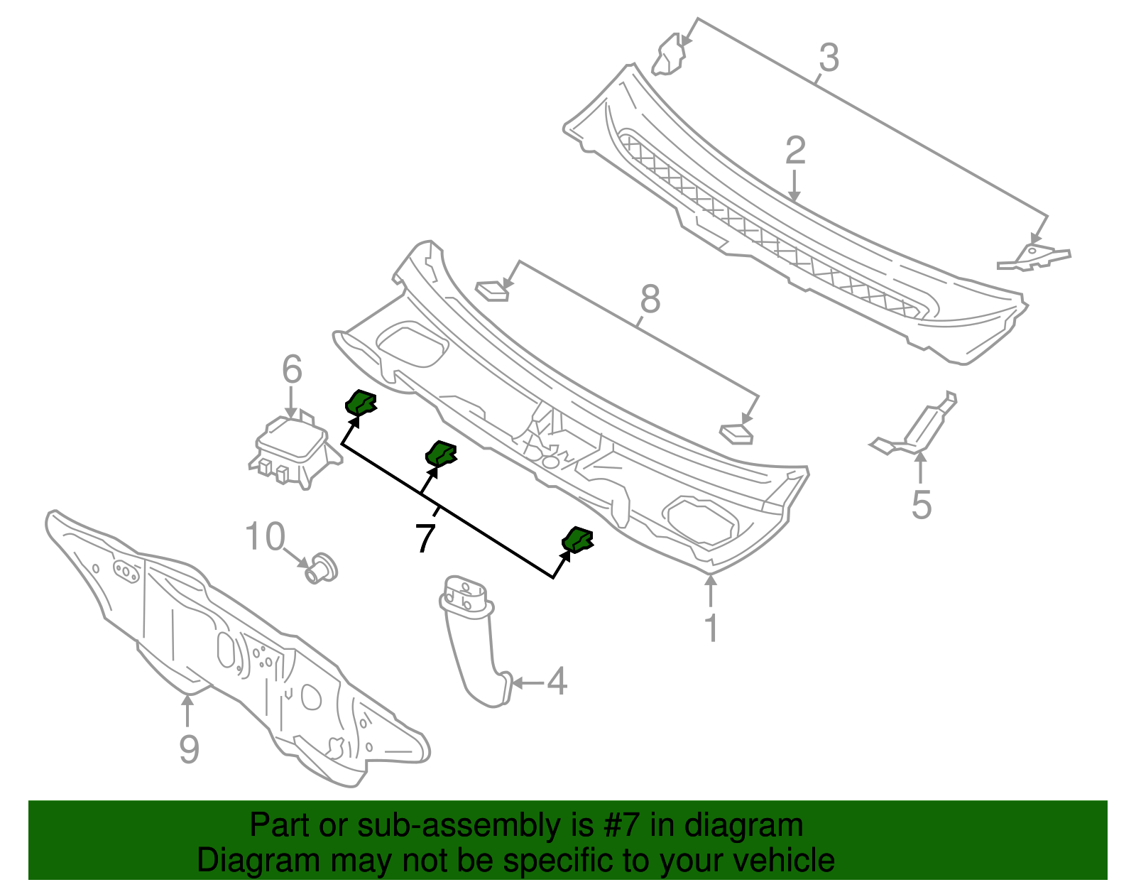 W709919-S438 - Cowl Grille Clip 2005-2019 Ford | Ford Parts Direct