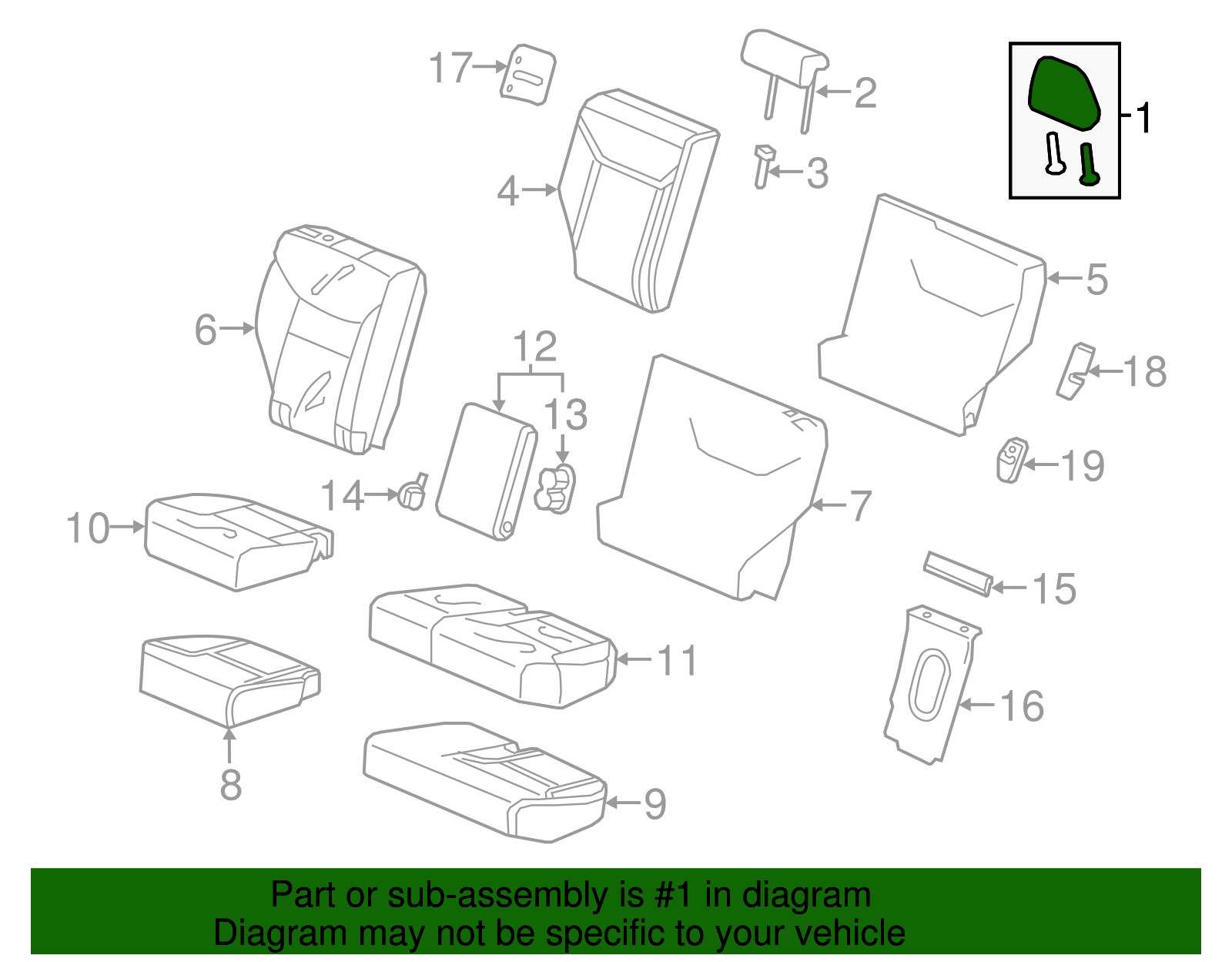 82140-T0K-A02ZD - 2015-2016 Honda CR-V - Headrest Assembly Rear *YR449L ...