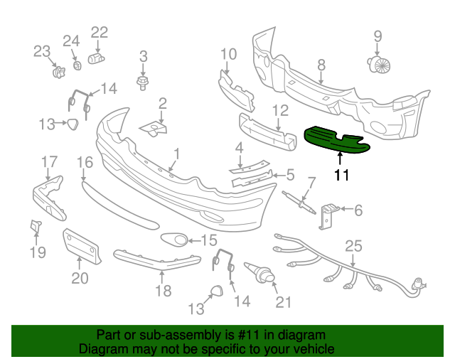 203-885-35-37 - Bumper Impact Absorber 2005-2007 Mercedes-Benz ...