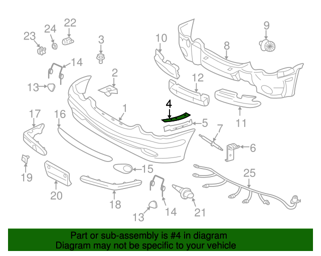Genuine OEM Bumper Cover Guide | 203-889-02-95 | Fits Select 2001-2009 ...