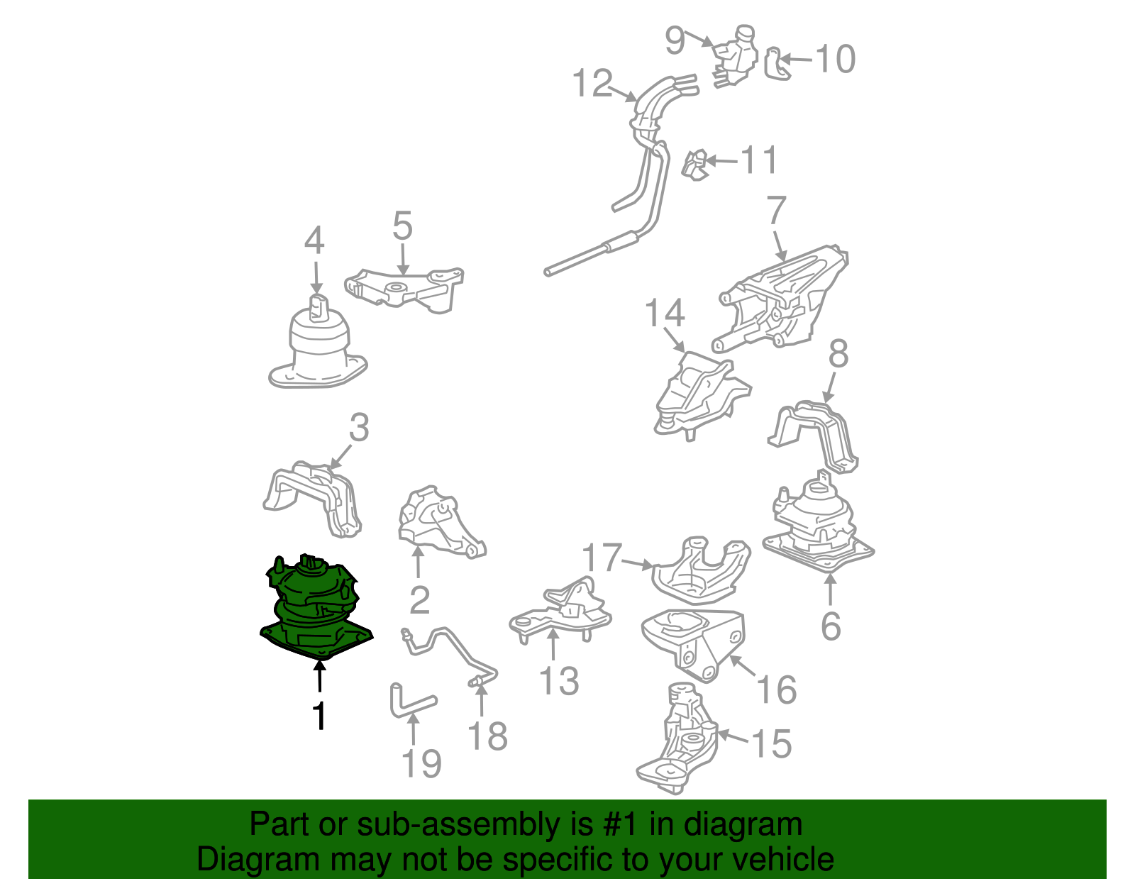 50830-SDA-A04 - 2003-2007 Honda Accord - Rubber Assembly Front Engine ...