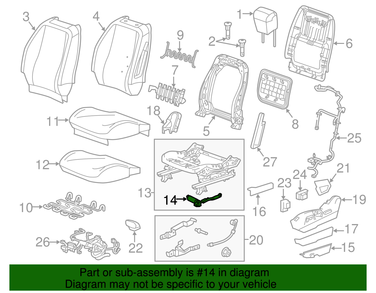 13578632 - Front Seat Vertical Adjuster Actuator 2010-2020 GM | GMPartsNow