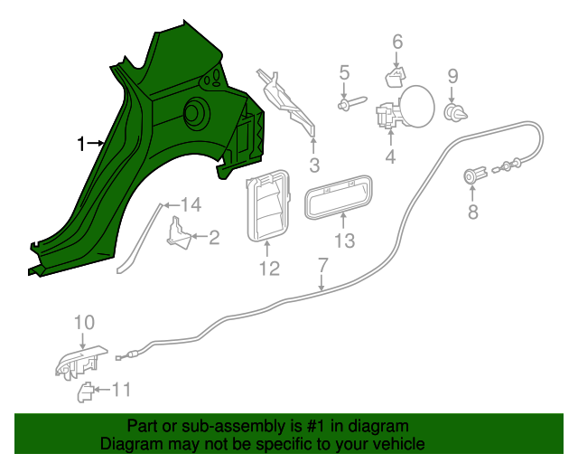 2016-2018 Toyota Quarter Panel 61602-12B70 | Toyota Parts