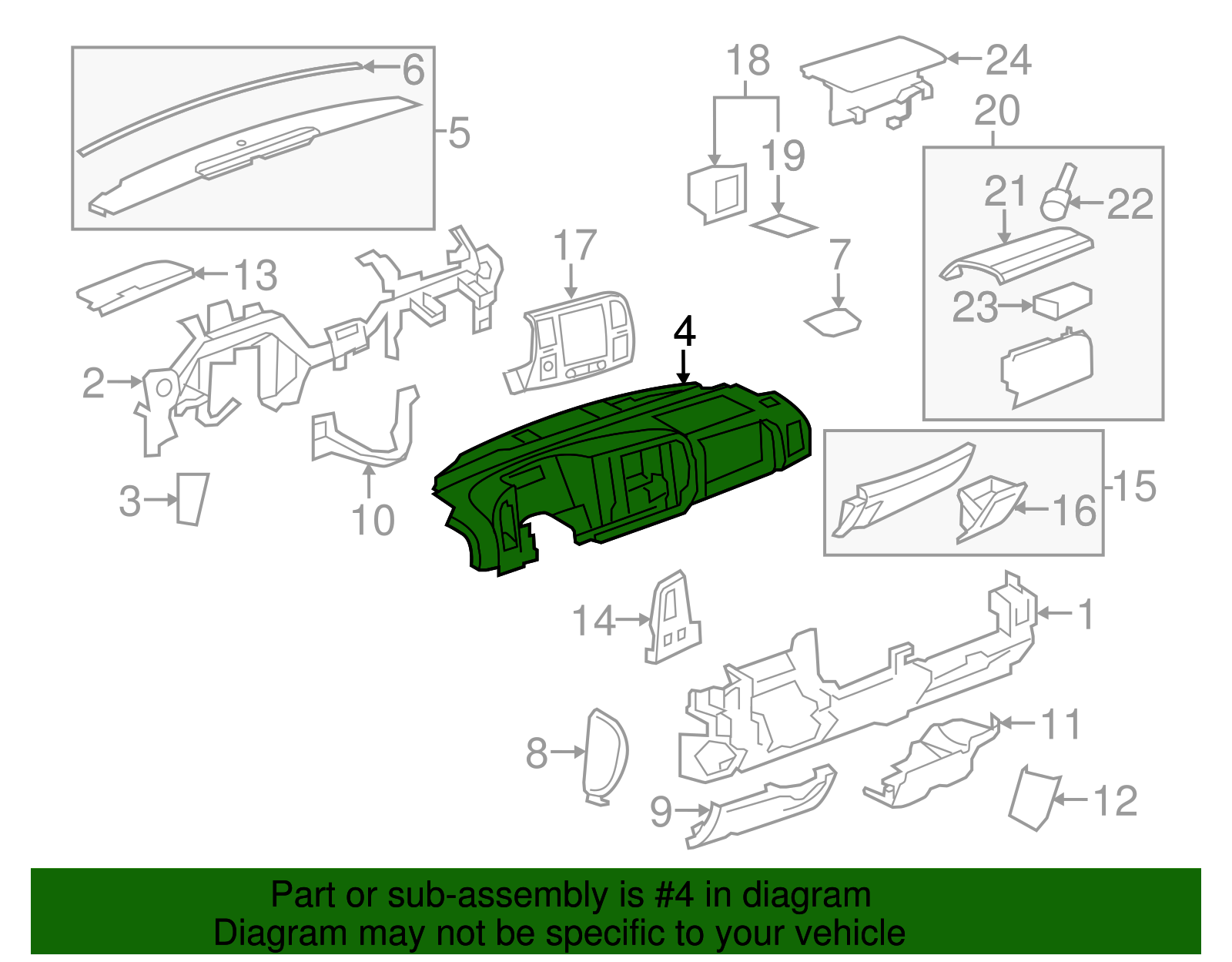 2012-2014 GM Dark Titanium Instrument Panel 23224739 GM | GMPartsDirect.com