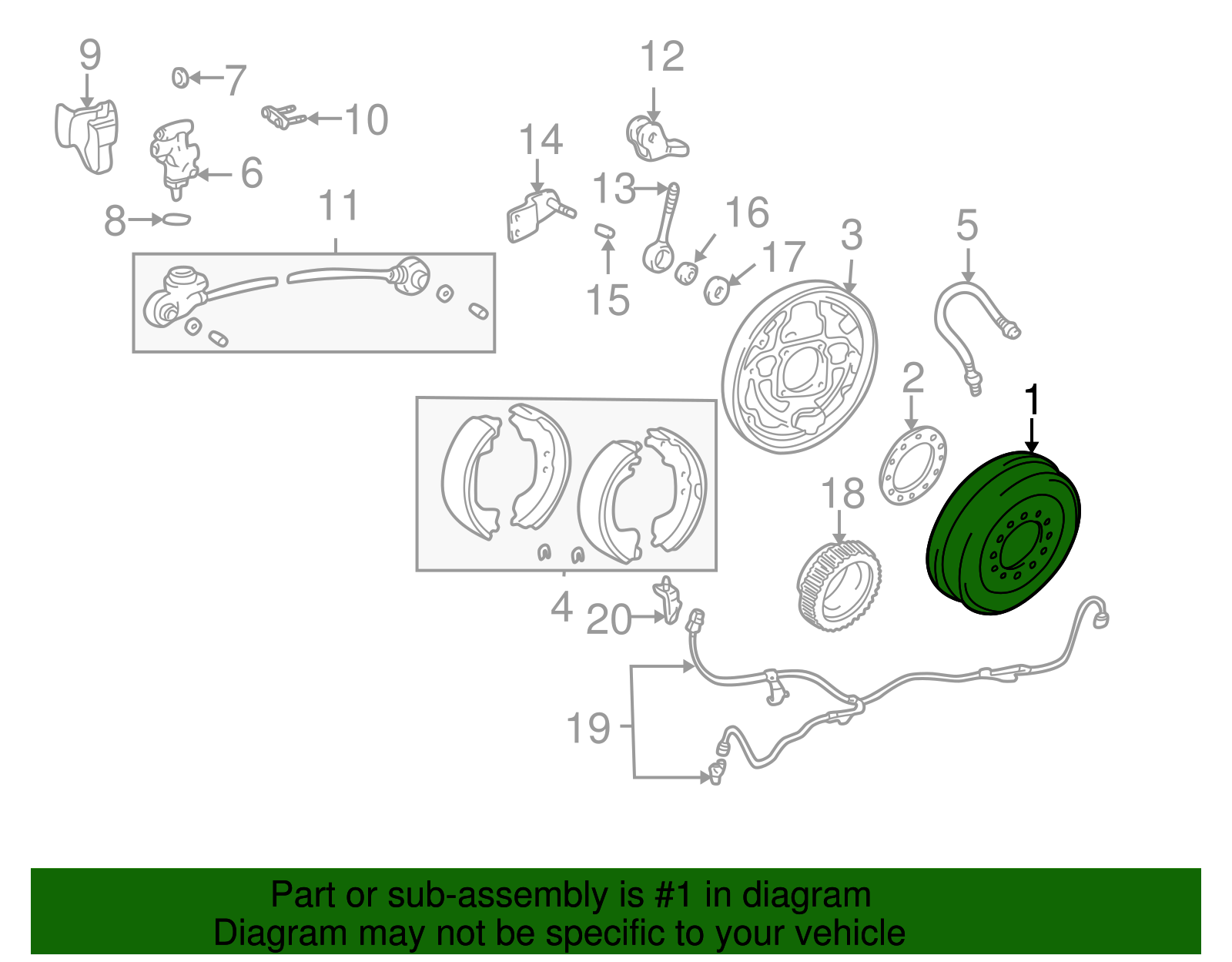1986-2004 Toyota Brake Drum (Rear) 42431-35210 | Toyota Parts Center