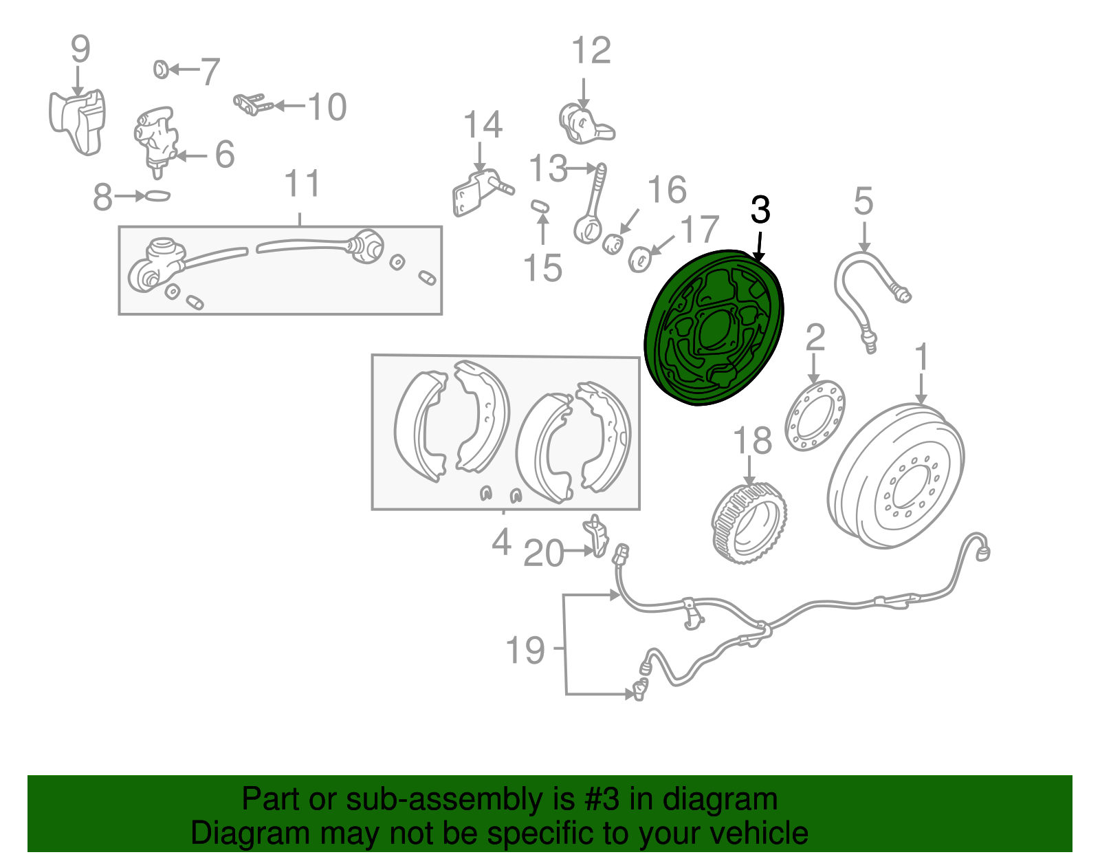 1995-2004 Toyota Tacoma Plate Sub-Assembly, Brake Backing, Rear Right ...