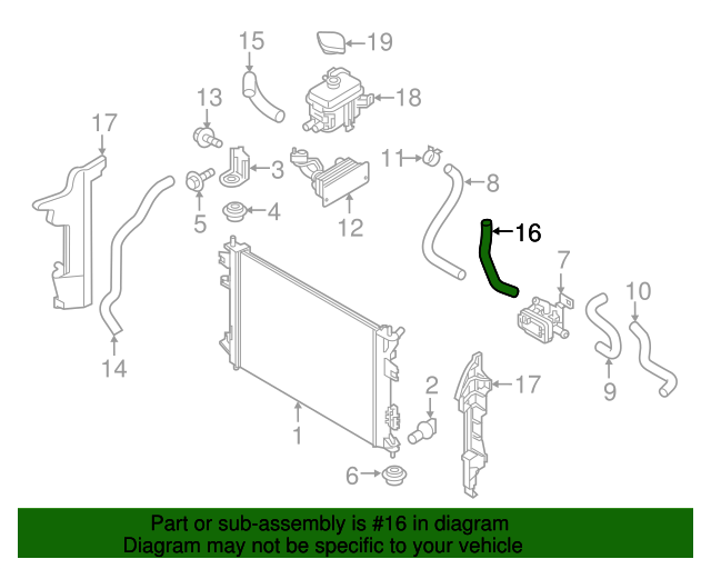 2015-2019 Kia Soul EV Lower Hose 25415-E4100 | TascaParts.com