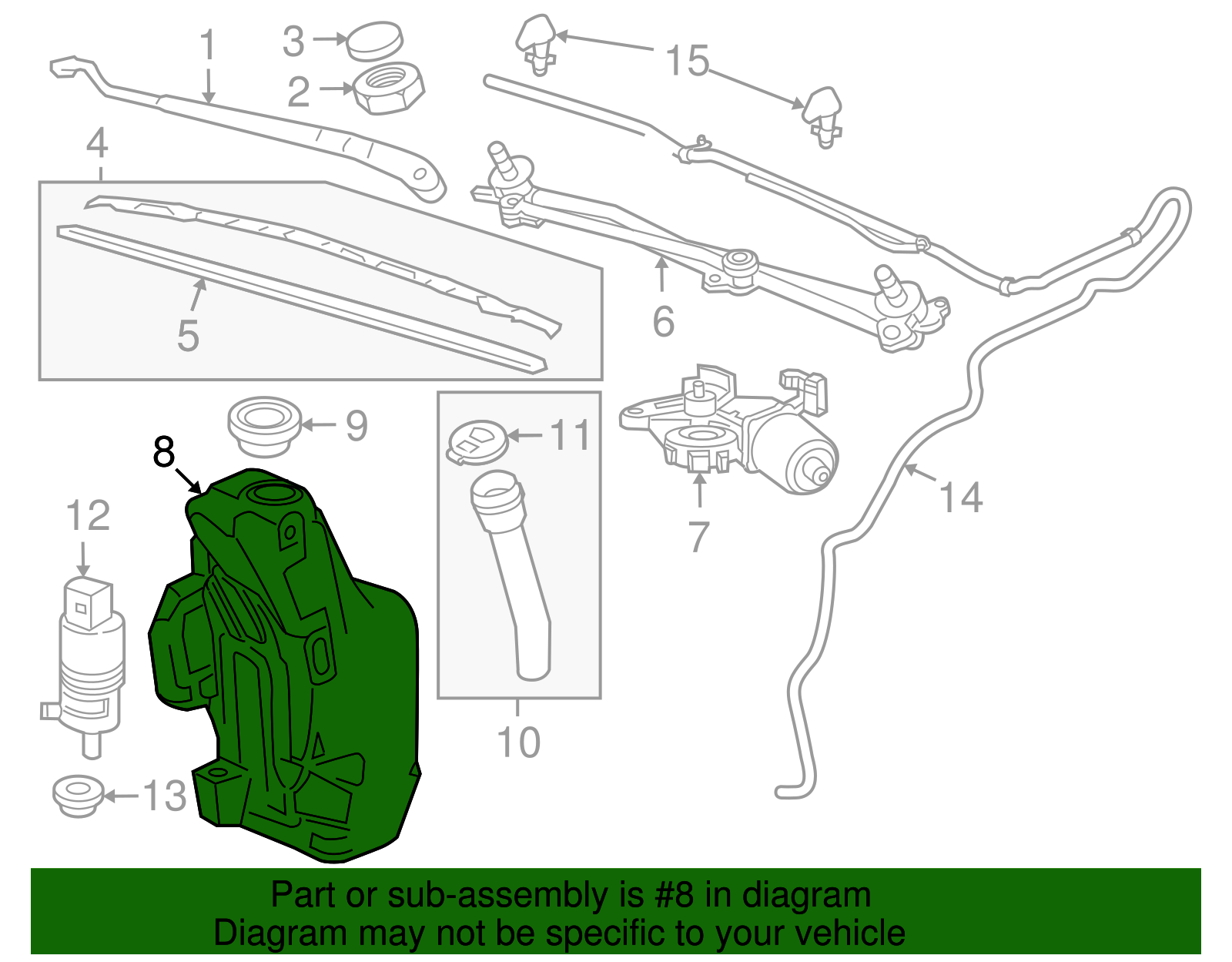 2011-2016 Chevrolet Windshield Washer Fluid Reservoir 23362222 GM ...
