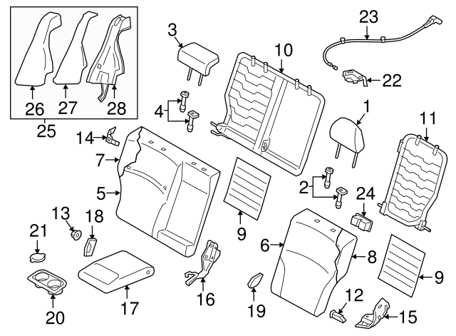 64244AL11AWM - Seat Back Bolster Assembly 2015-2017 Subaru Legacy ...