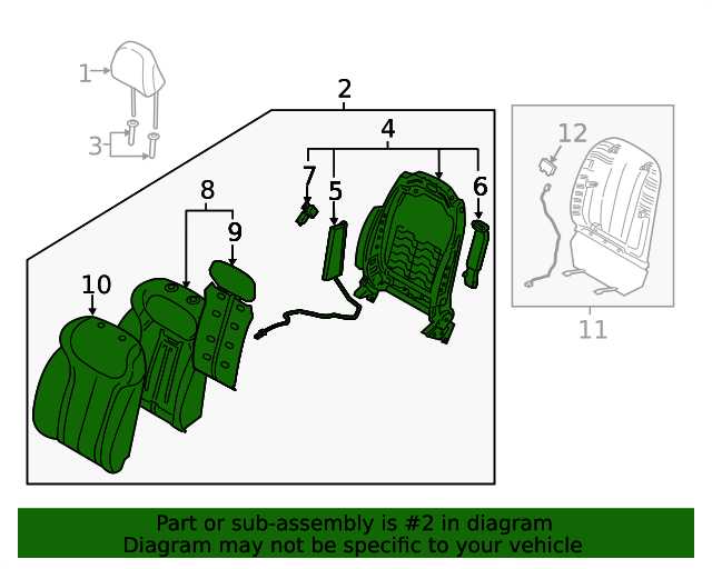 2020-2022 Hyundai Palisade Seat Back Assembly 88400-S8540-UBR | QuirkParts