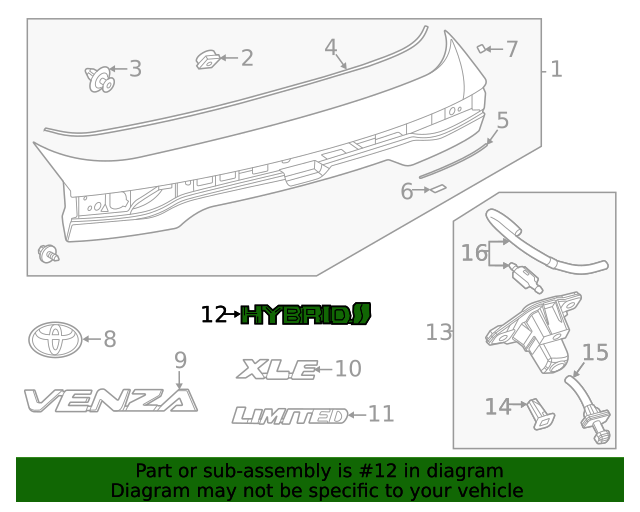75445-48130 - Hatch Emblem 2021-2023 Toyota Venza | Longo Toyota Parts