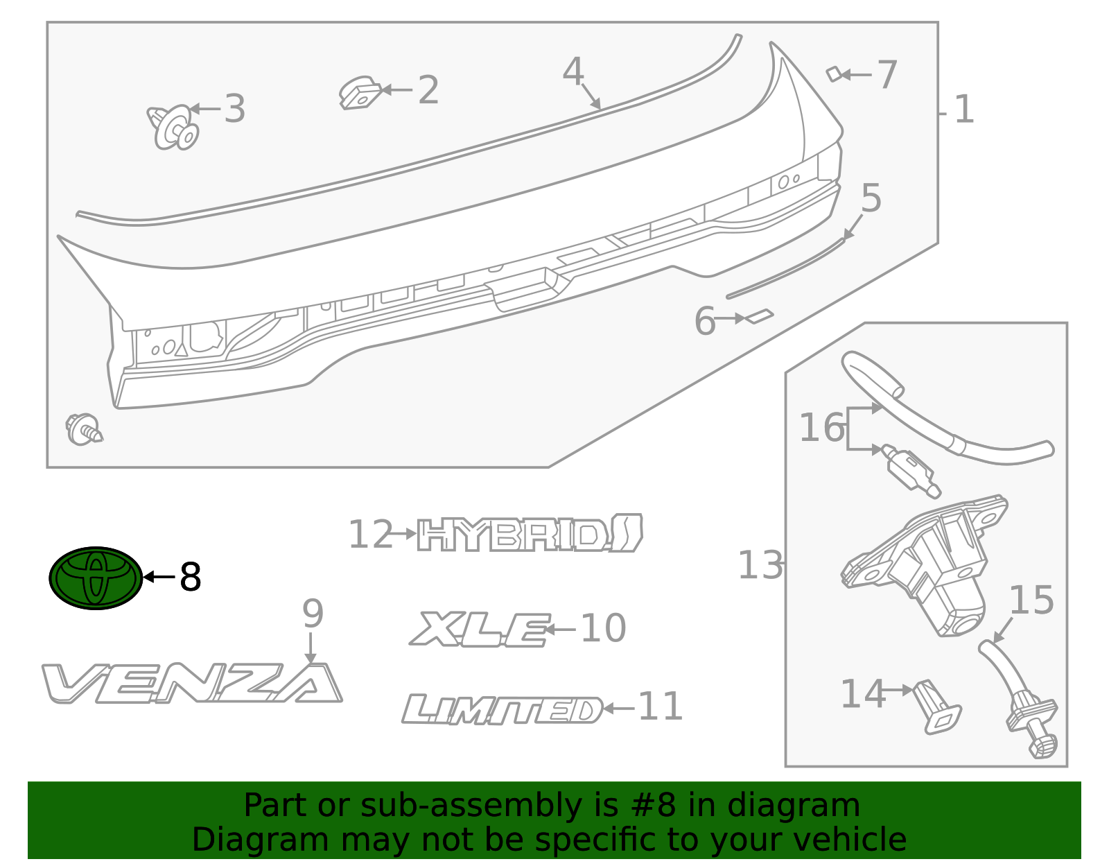 2021-2024 Toyota Venza Emblem 75403-48070 | Retail Performance Auto Parts