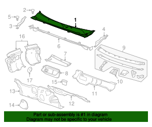 2011-2017 Buick Regal Cowl Plenum Water Deflector with Rear Hood ...