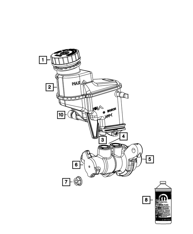 2013-2019 Fiat 500 Master Cylinder To Reservoir Grommet Kit 68204431AA ...