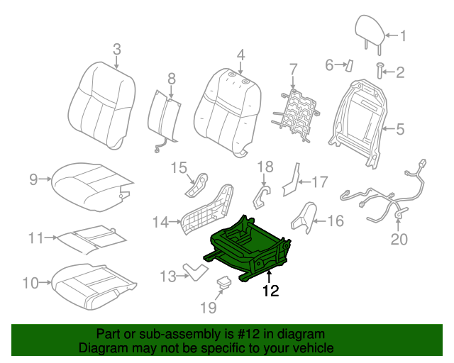 87301-6MA1A - Cushion Frame - 2017-2021 Nissan Rogue Sport | Conicelli ...
