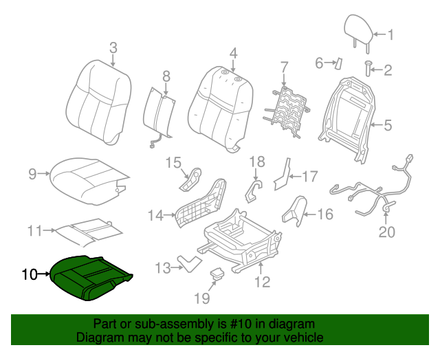 2017-2022 Nissan Seat Cushion Pad 87311-4BU2A | Nissan Parts OEM