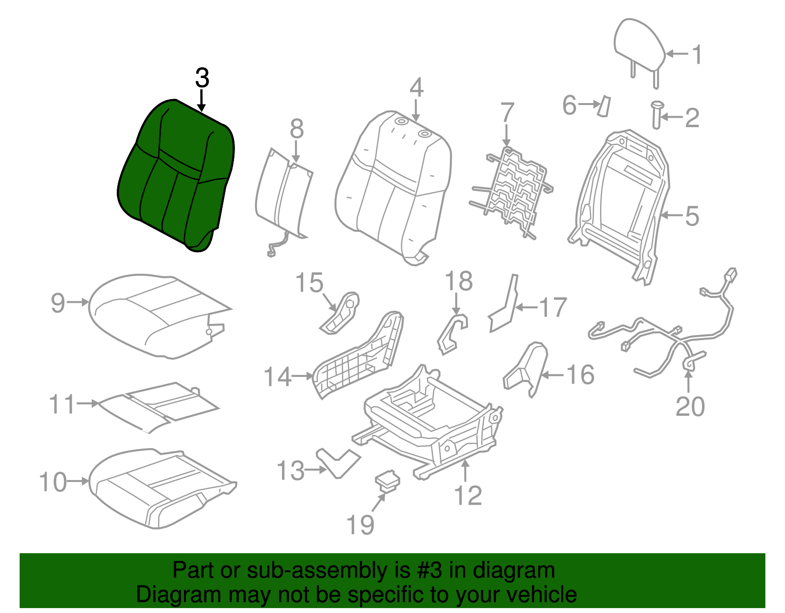 2020-2023 Nissan Seat Back Cover 87621-6MR9A | Team Nissan Inc.