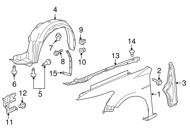 2010-2013 Acura ZDX Garnish, L Front Fender 74207-SZN-A00 | OEM Parts ...