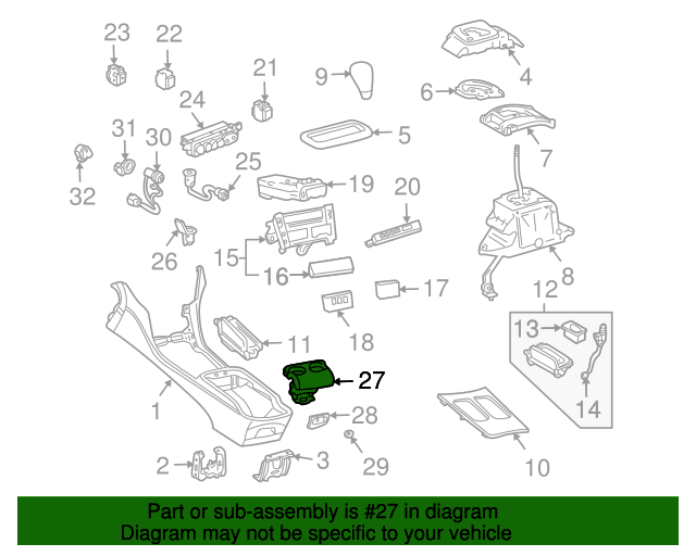55620-50030-A2 - Console Cup Holder 2004-2006 Lexus LS430 ...