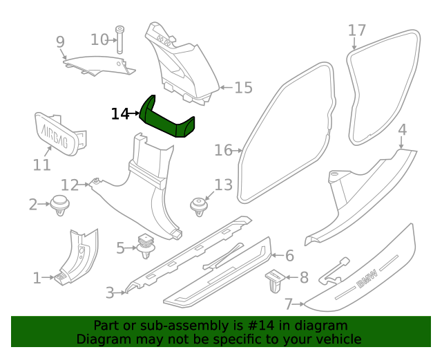 Genuine BMW 51-43-5-A0D-B53 | Pillar Trim | FREE Shipping on Most ...