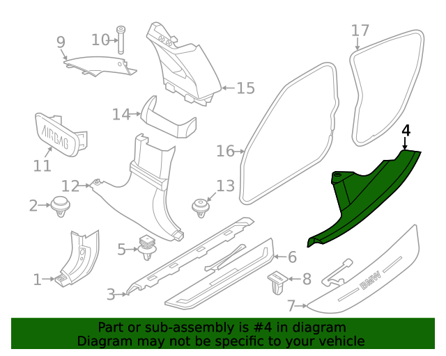 Genuine BMW 51-47-9-493-087 | Rear Sill Plate | FREE Shipping on Most ...