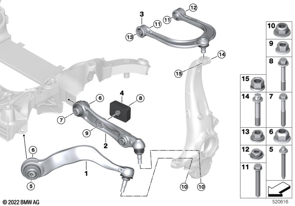 2021-2025 BMW Wishbone With Rubber Bushing, Upper 31106898551 | Retail ...