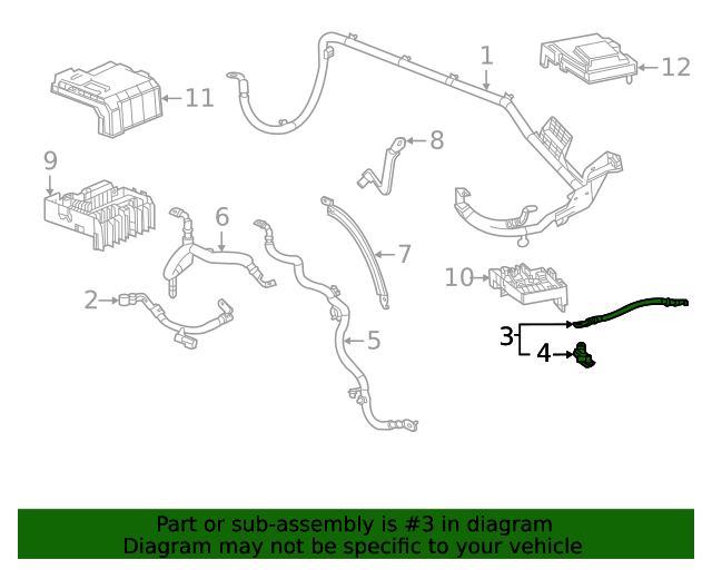 2020-2024 GM Auxiliary Battery Negative Cable 87866332 | TascaParts.com