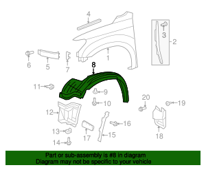 53807-0C020 - Fender Liner - 2007-2022 Toyota | OEM Genuine Toyota Parts