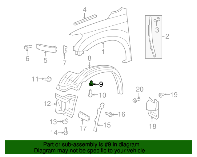 1991-2021 Toyota Fender Liner Grommet 90189-06013 | OEM Parts Online