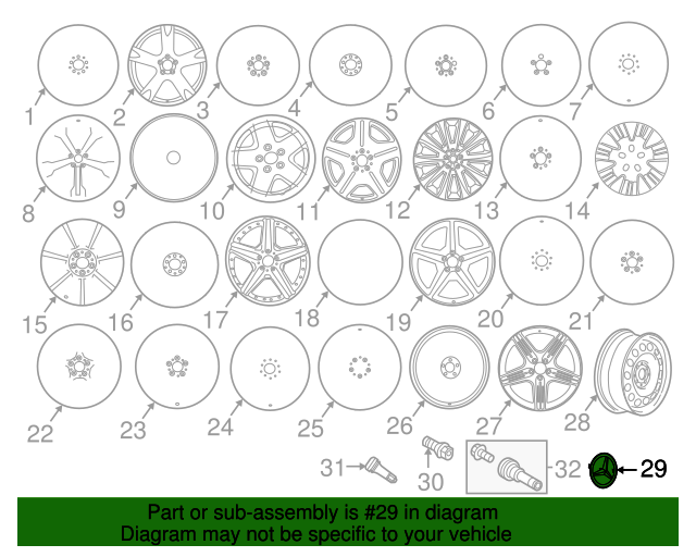 6-6-47-0206 - Hub Cap / Wheel Hub, Chrome Raised Star 2001-2023 ...