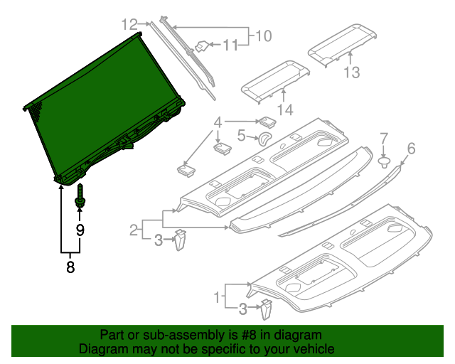 4G5-861-325-K0I - Back Glass Sunshade 2012 Audi | AutoNationParts.com