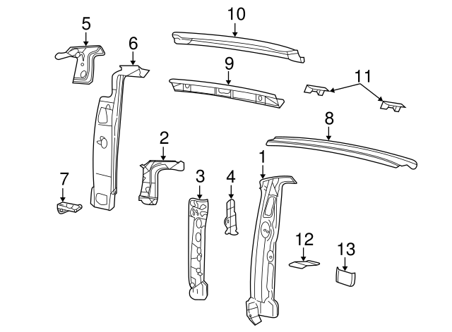 1996-2021 GM Driver Side Back Body Pillar Inner Panel 20762148 | QuirkParts