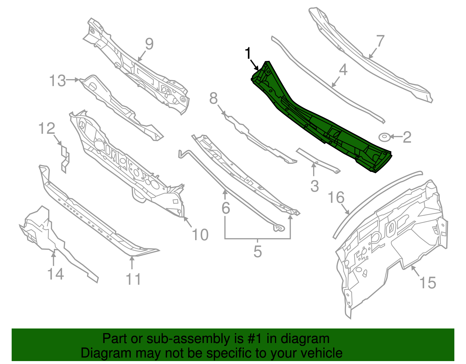 2017-2019 Nissan Sentra Cowl Grille 66862-4AF0A | Bill Kay Nissan Parts