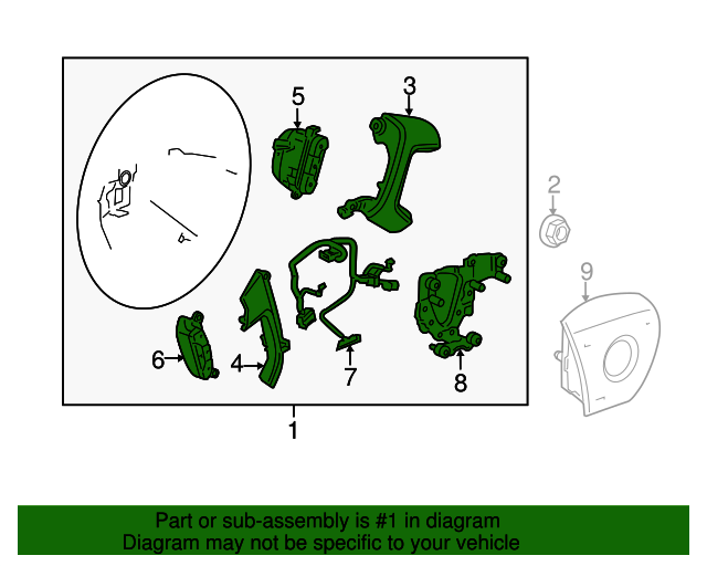 2008-2014 GM Ebony Steering Wheel 22947771 GM | GMPartsDirect.com