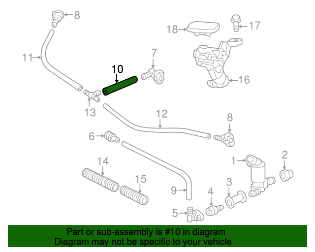 90075-15066 - Washer Hose - 2013-2015 Toyota Land Cruiser | OEM Genuine ...