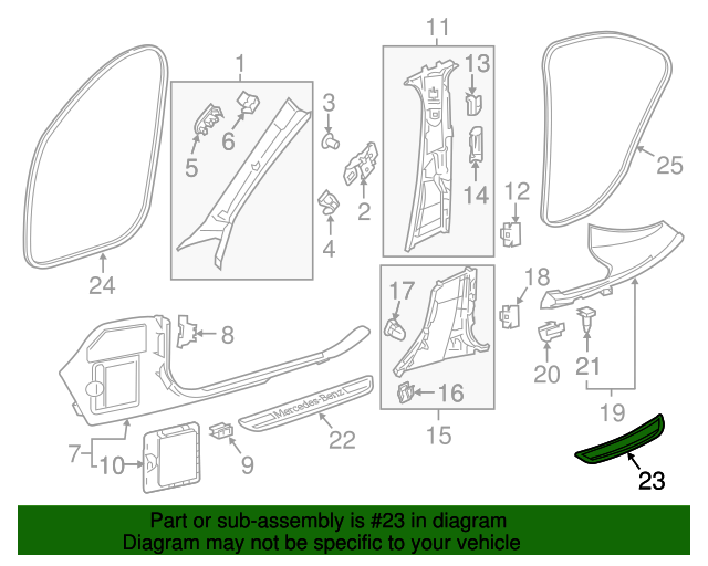 205-680-01-35 - Rear Sill Plate 2016-2020 Mercedes-Benz | Mercedes-Benz ...