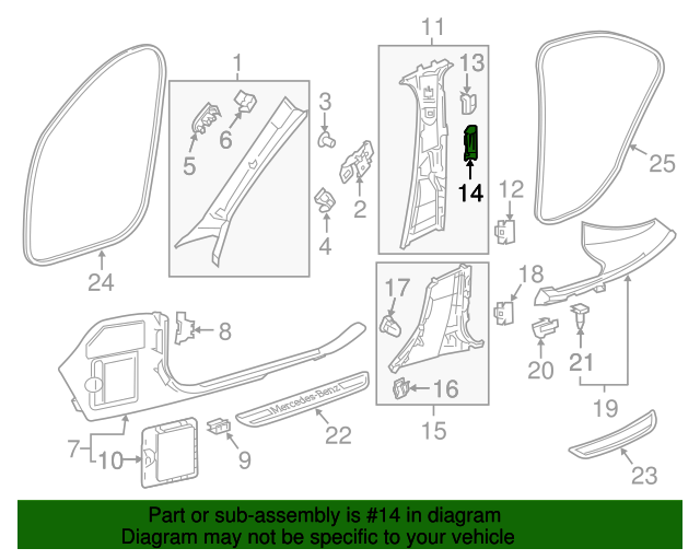 222-830-06-54-9107 - Dashboard Air Vent 2017-2023 Mercedes-Benz ...