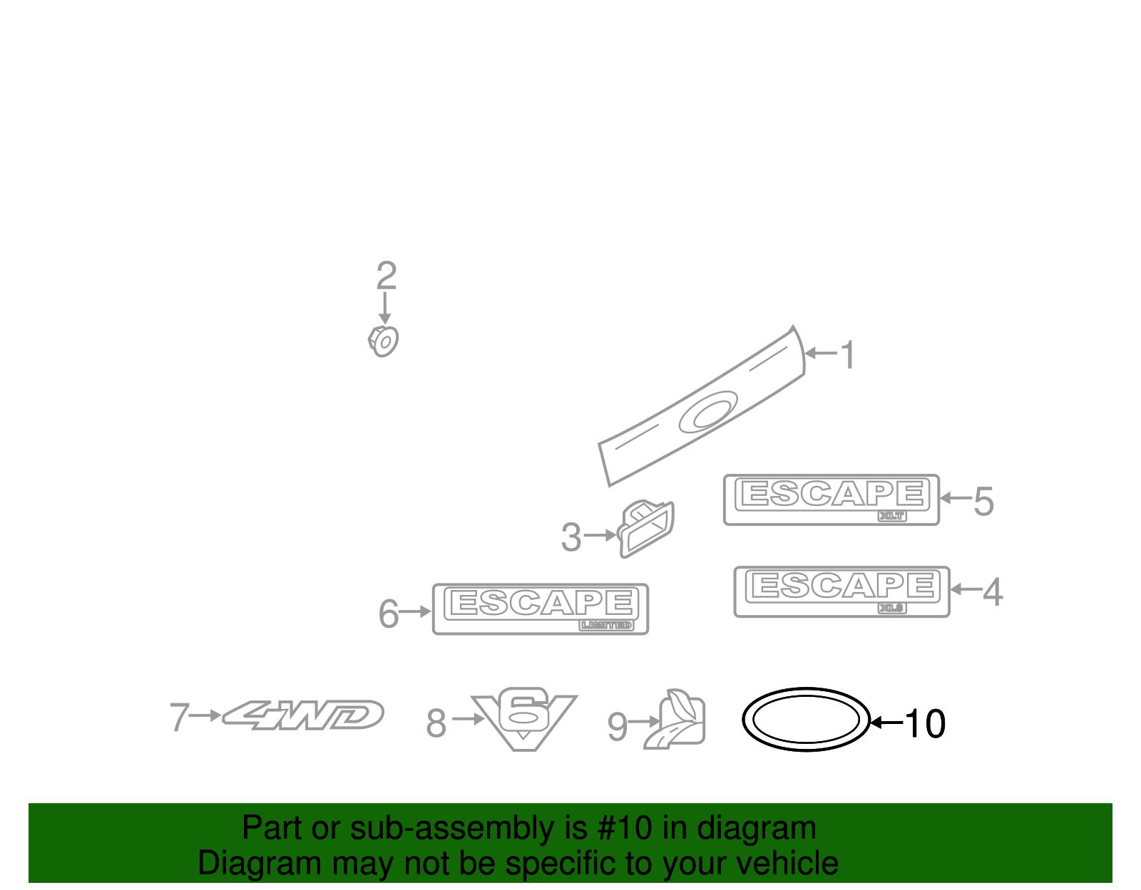2005-2016 Ford OEM NEW 2005-2016 Ford Escape S, SE, Titanium Nameplate ...
