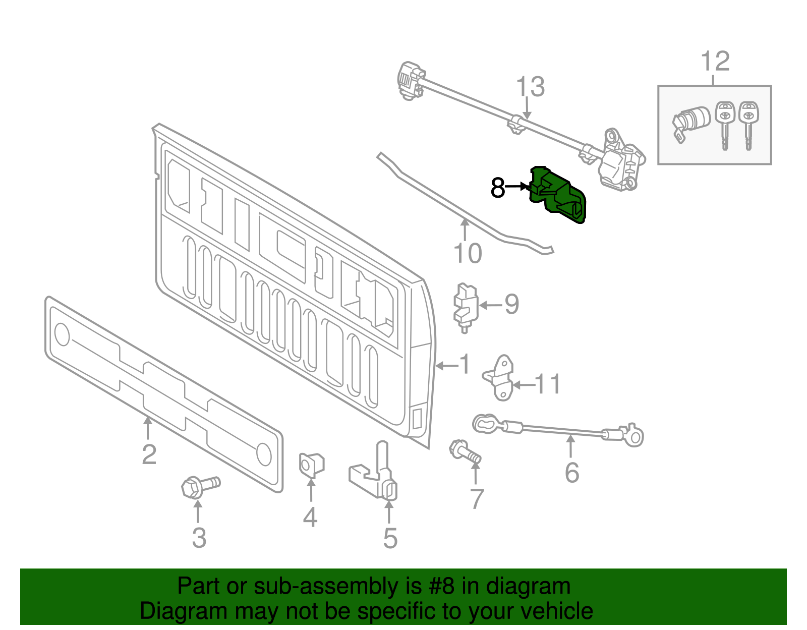 Genuine Toyota Tailgate Handle part# 69090-0C040 for 2007 Toyota Tundra ...