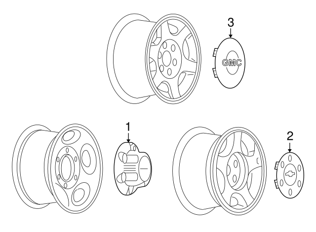 20941991 - Button Style Center Cap with Bowtie Logo 2005-2018 GM ...