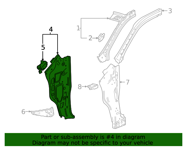 2019-2023 GM Passenger Side Body Hinge Pillar Inner Panel 84537163 ...