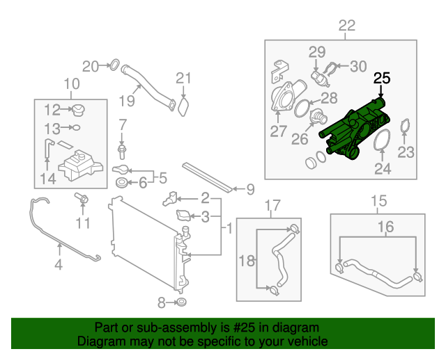 25620-2G600 - Thermostat Housing 2008-2010 Kia | Kia.Parts Store