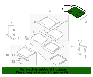 2012-2019 Volkswagen Beetle Sunroof Glass 5C5-877-071-B | QuirkParts