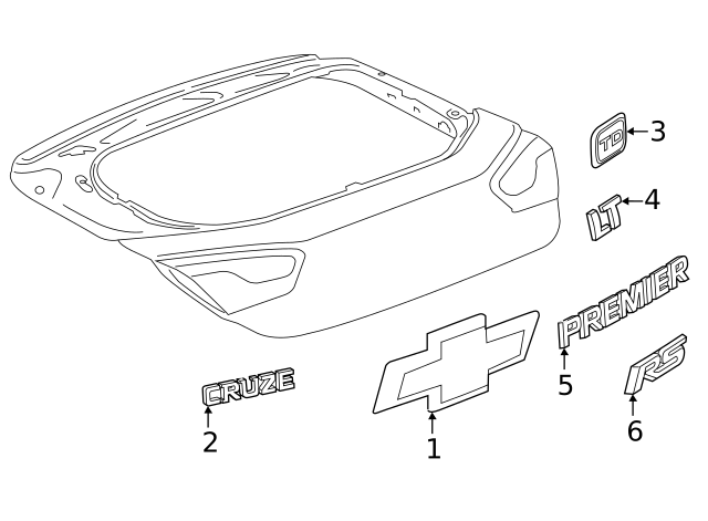 2017-2019 Chevrolet Cruze Black Driver Side Rear Compartment Lid ...