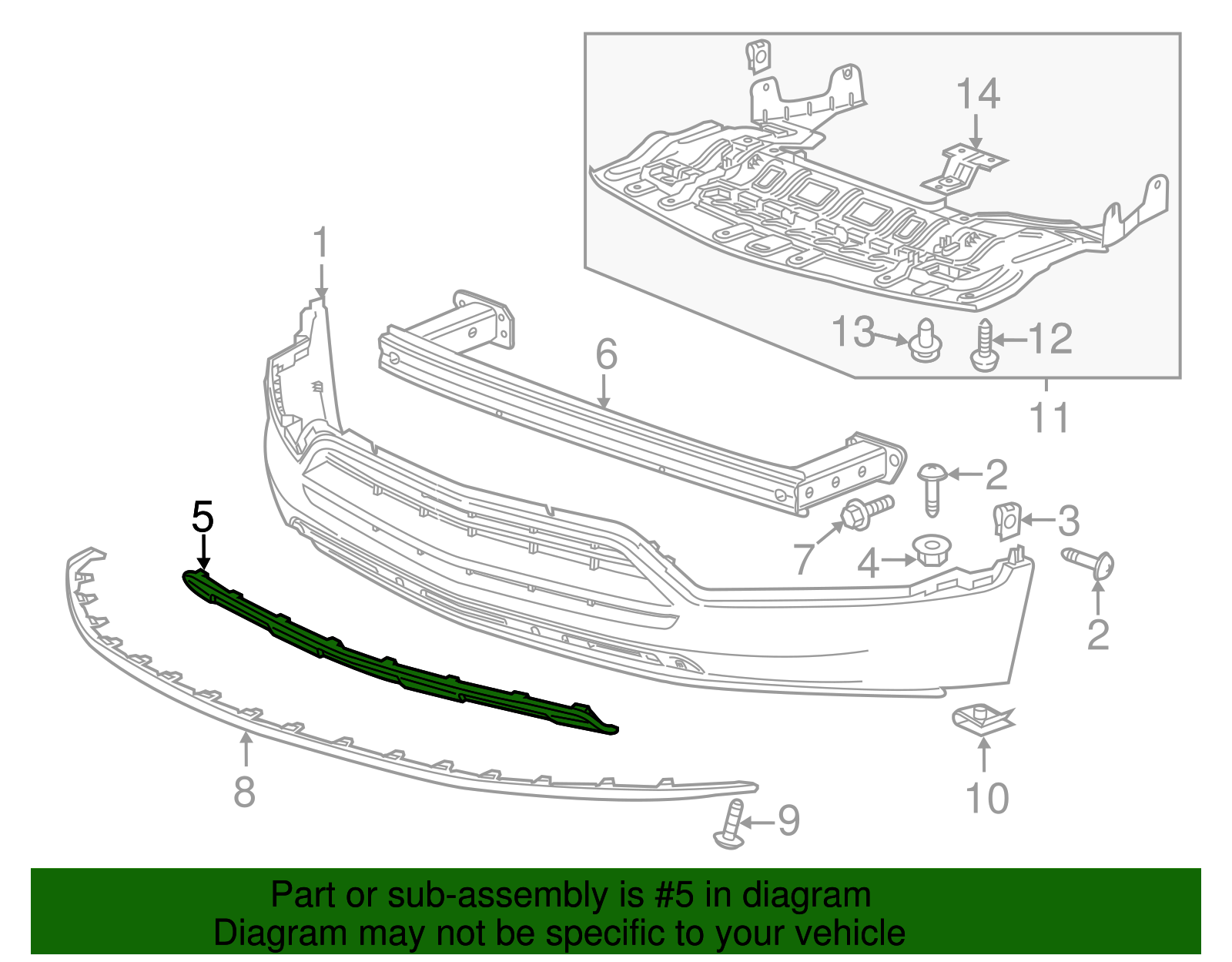 2015-2016 Chevrolet Trax Front Bumper Fascia Skid Plate 25980546 GM ...