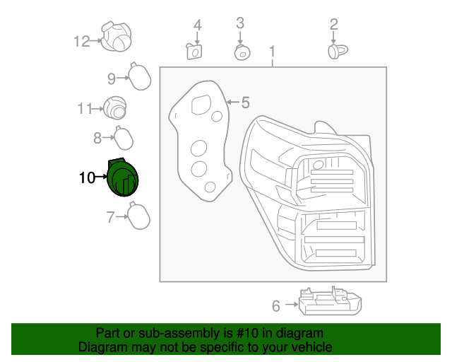 90075-60025 - Turn Signal Light Socket (Rear) - 2010-2013 Toyota ...