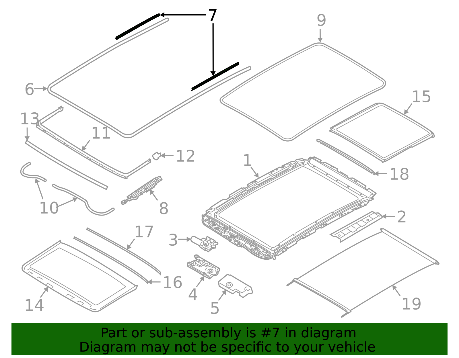Genuine BMW 54-10-7-493-151 | Side Seal Set for Glass Slide Roof Panel ...